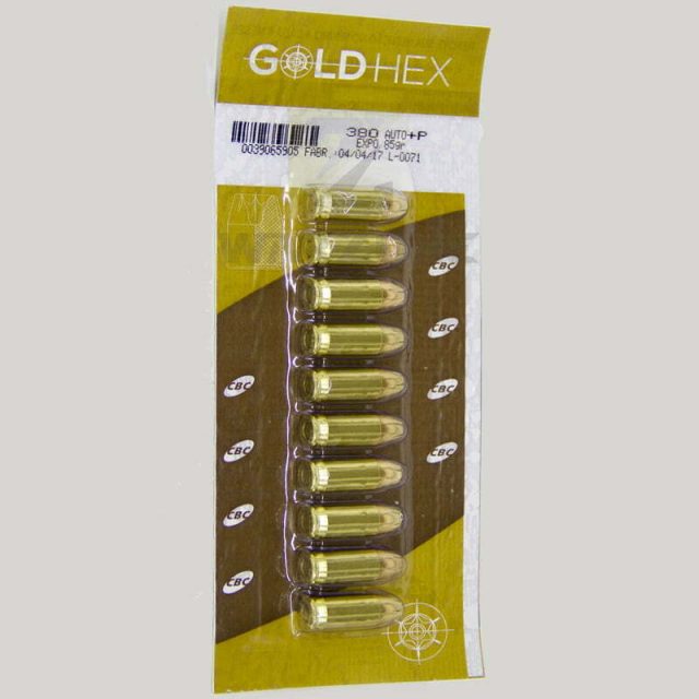 Munição CBC 380 AUTO+P EXPO Gold Hex 85GR - Armas Brazil
